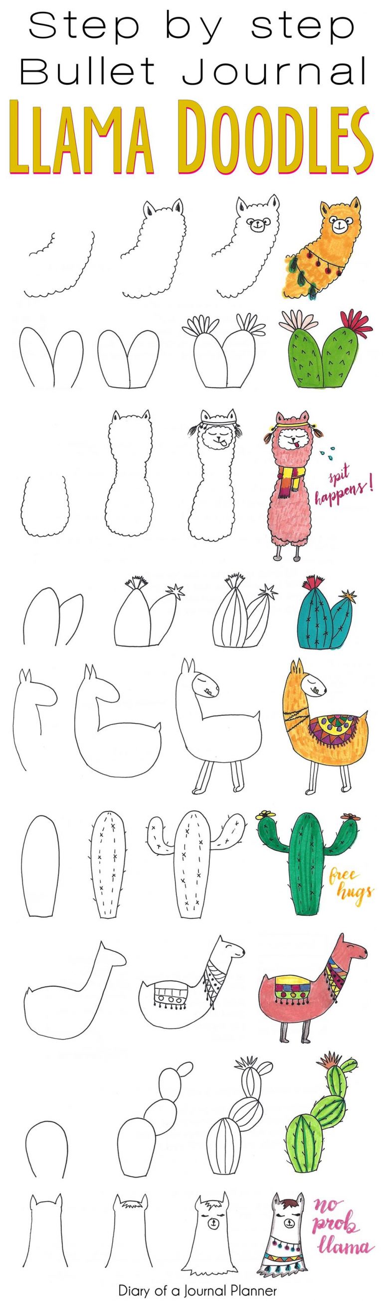 Llama Doodles - 9 Adorable Alpaca Inspired Doodles for Bullet Journals