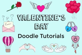 Valentine's Day Doodles (13 love inspired step by step doodle tutorials)