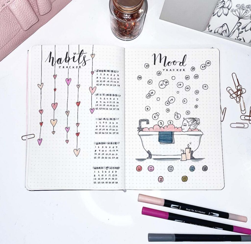 February Bullet Journal Ideas - With Free February Bujo Printable