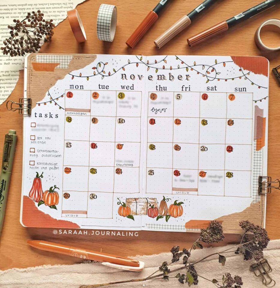 November Bullet Journal Ideas – With Free November Bujo Printable