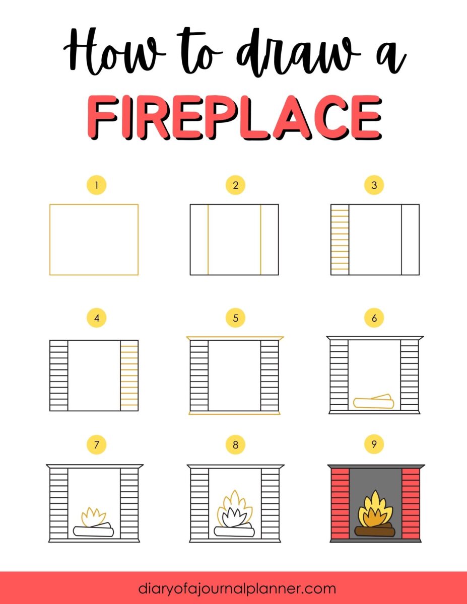 How To Draw A Fireplace – Easy Fireplace Drawing To Try
