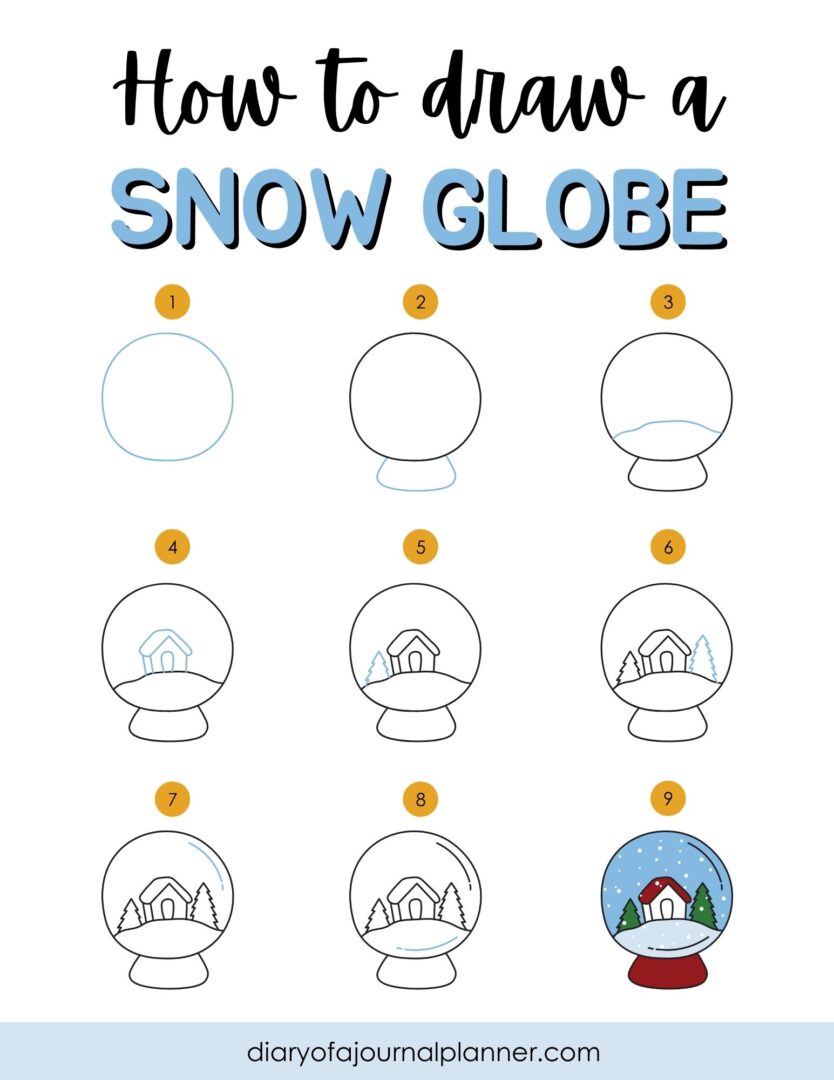 How To Draw A Snow Globe – Easy Snow Globe Drawing To Try
