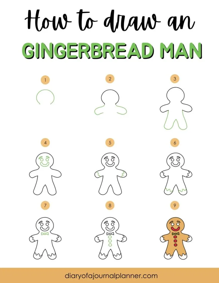 How to Draw A Gingerbread Man – Easy Gingerbread Man Drawing To Try