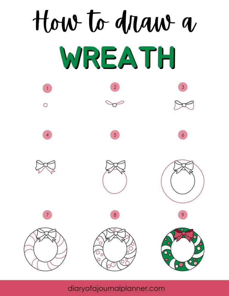 How to Draw A Wreath – Easy Christmas Wreath Drawing To Try