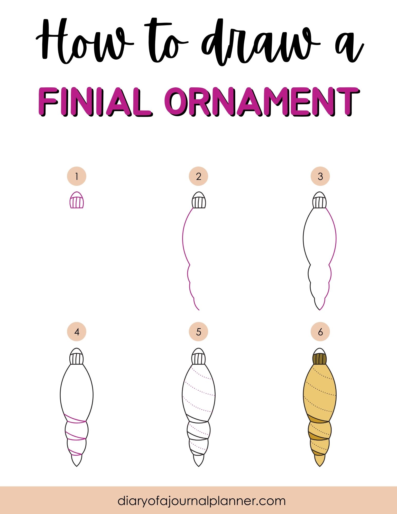How to Draw A Finial Ornament – Easy Finial Ornament Drawing To Try