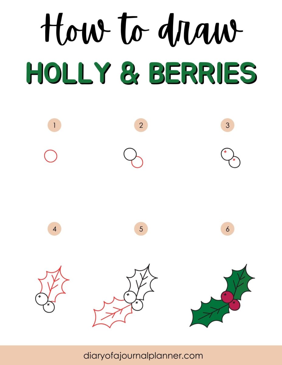 How to Draw Holly – Easy Holly Drawing To Try