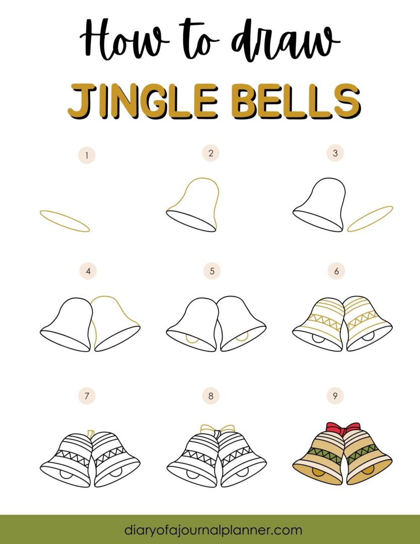 How to Draw Jingle Bells – Easy Christmas Bells Drawing To Try