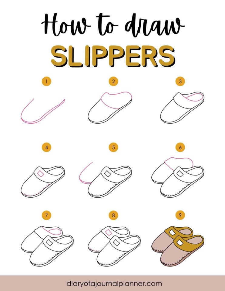 How To Draw Slippers – Easy Slippers Drawing To Try