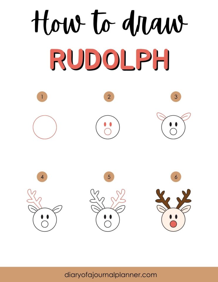 How to Draw Rudolph – Easy Rudolph Drawing To Try