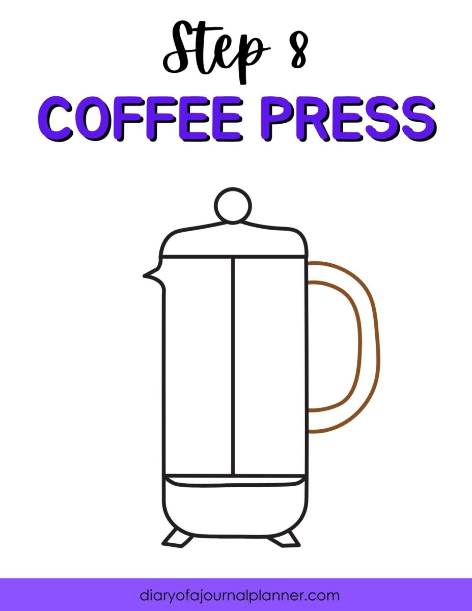 How to Draw A Coffee Press – Easy Coffee Press Drawing To Try