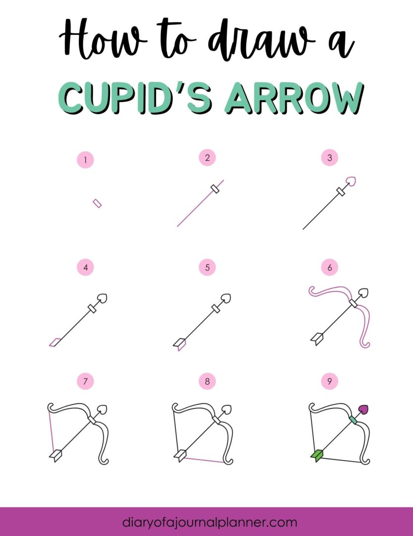 How To Draw Cupids Arrow- Easy Cupids Bow Drawing To Try