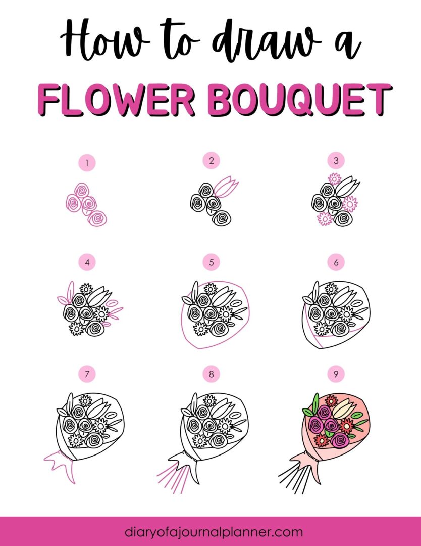 How To Draw A Flower Bouquet- Easy Bouquet of Flowers Drawing To Try