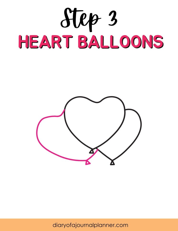 How To Draw Heart Balloons- Easy Valentines Balloons Drawing To Try