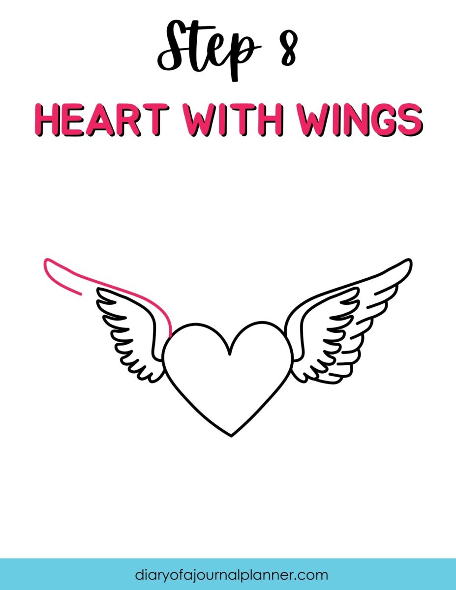How To Draw A Heart With Wings Doodle