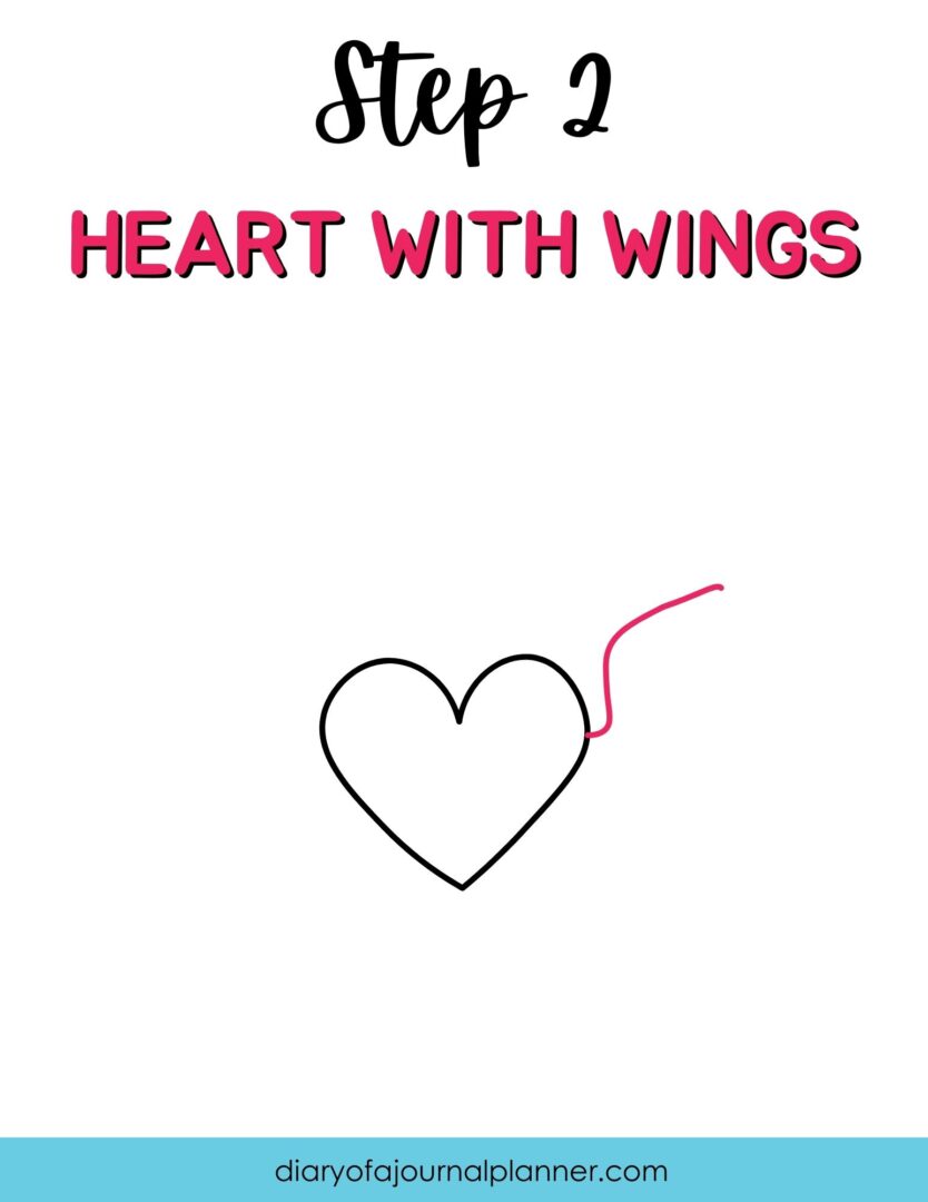 How To Draw A Heart With Wings Doodle