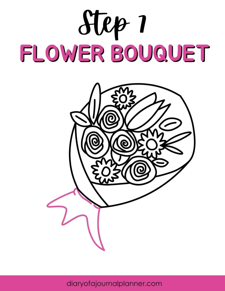 How To Draw A Flower Bouquet- Easy Bouquet of Flowers Drawing To Try