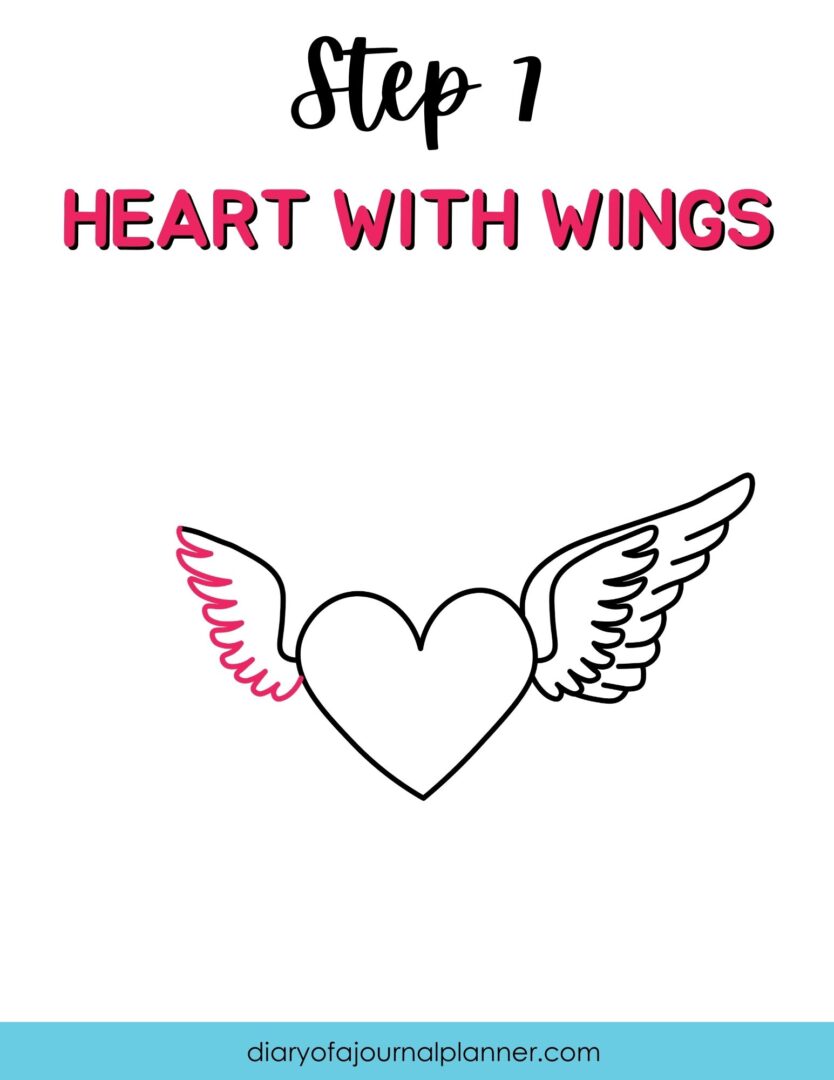 How To Draw A Heart With Wings Doodle