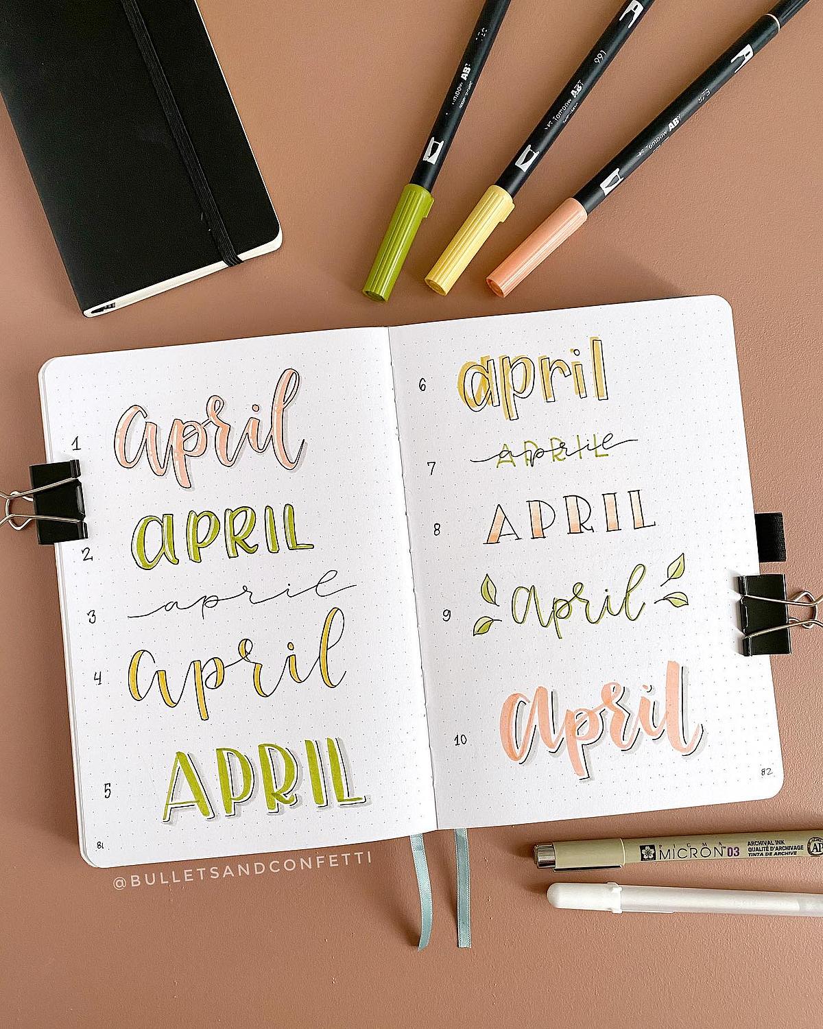April Headers: Cute & Aesthetic Bullet Journal Headers