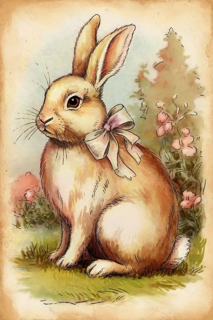 30+ Adorable Vintage Easter Bunny Images for your DIY Projects