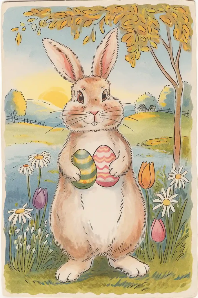 30+ Adorable Vintage Easter Bunny Images for your DIY Projects