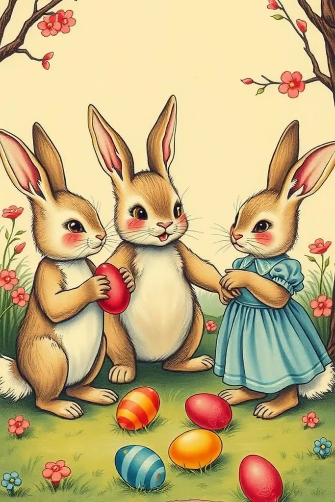 30+ Adorable Vintage Easter Bunny Images for your DIY Projects