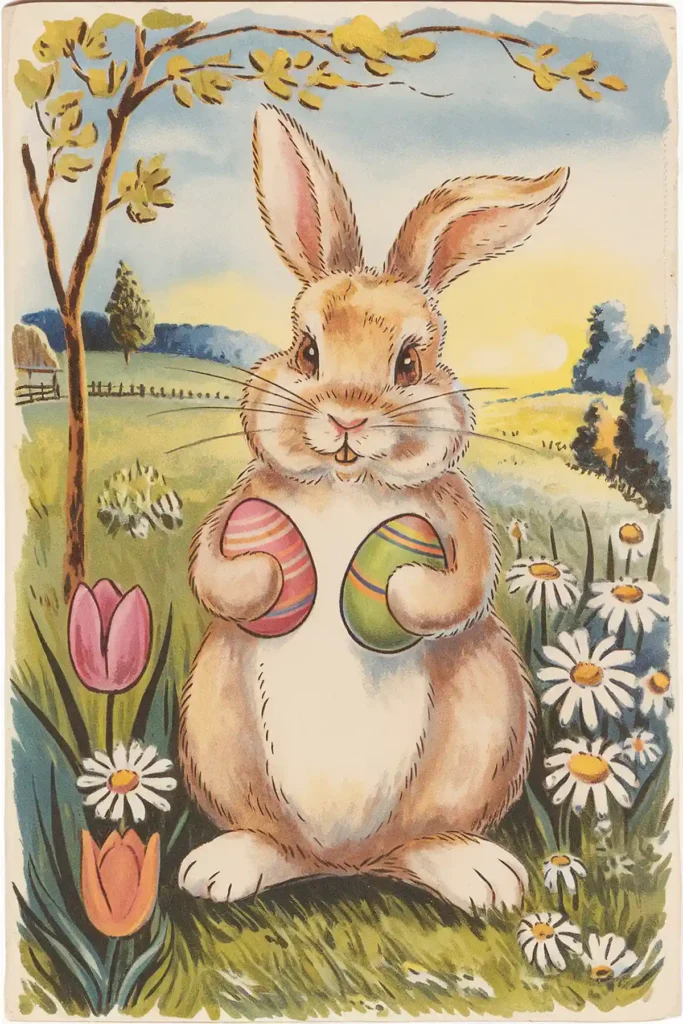 30+ Adorable Vintage Easter Bunny Images for your DIY Projects
