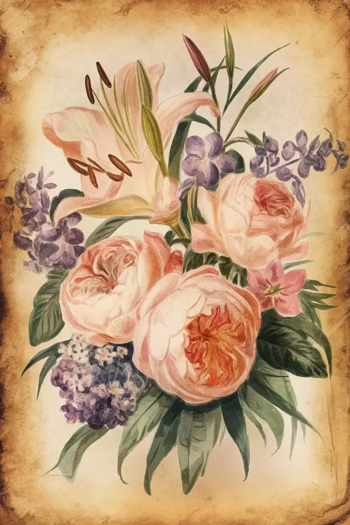 20+ FREE Vintage Flower Illustrations