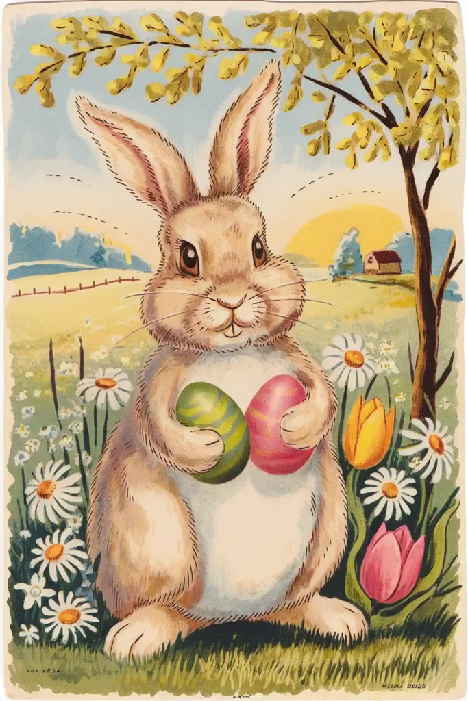 30+ Adorable Vintage Easter Bunny Images for your DIY Projects