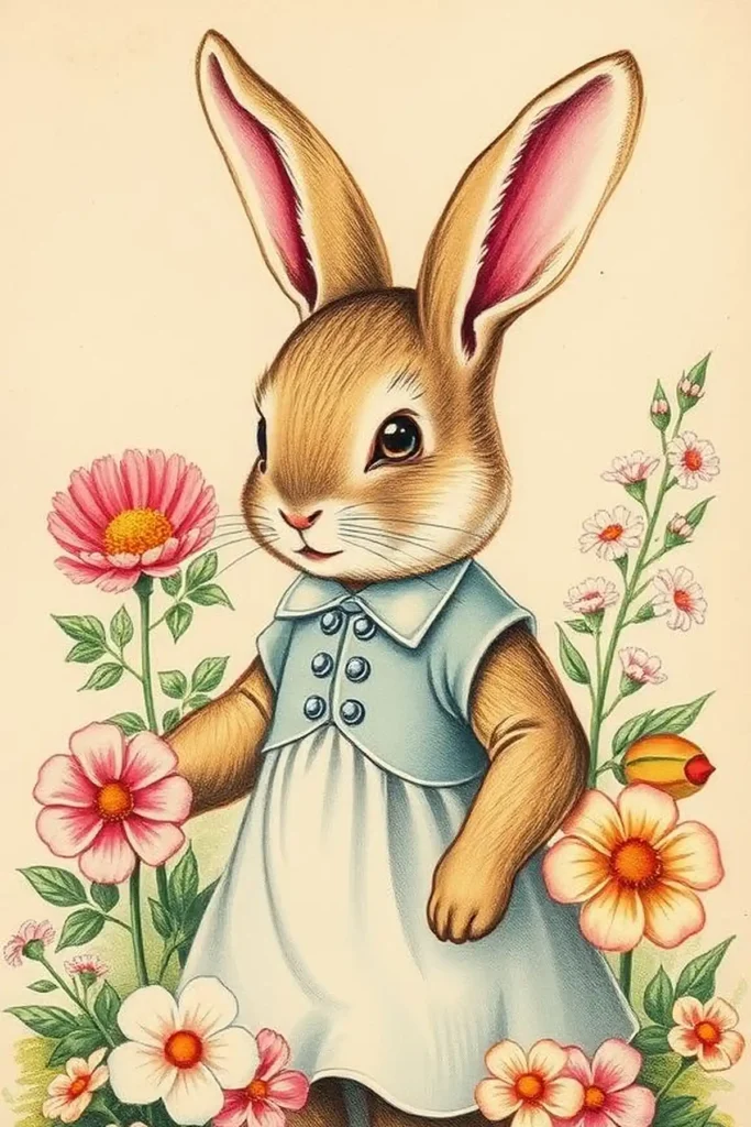 30+ Adorable Vintage Easter Bunny Images for your DIY Projects