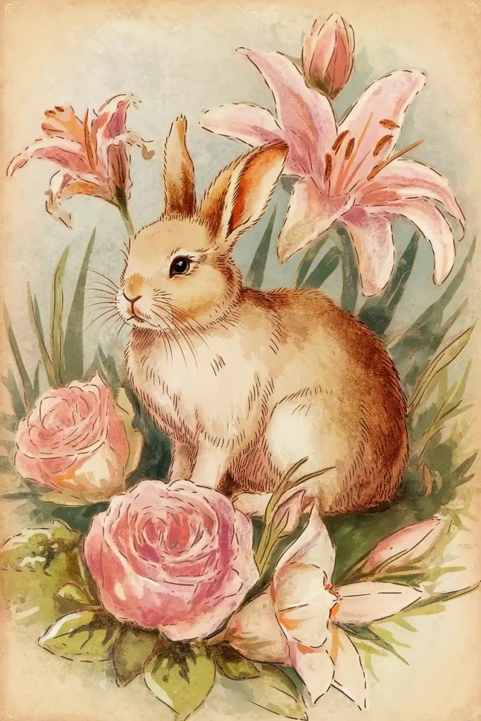 30+ Adorable Vintage Easter Bunny Images for your DIY Projects