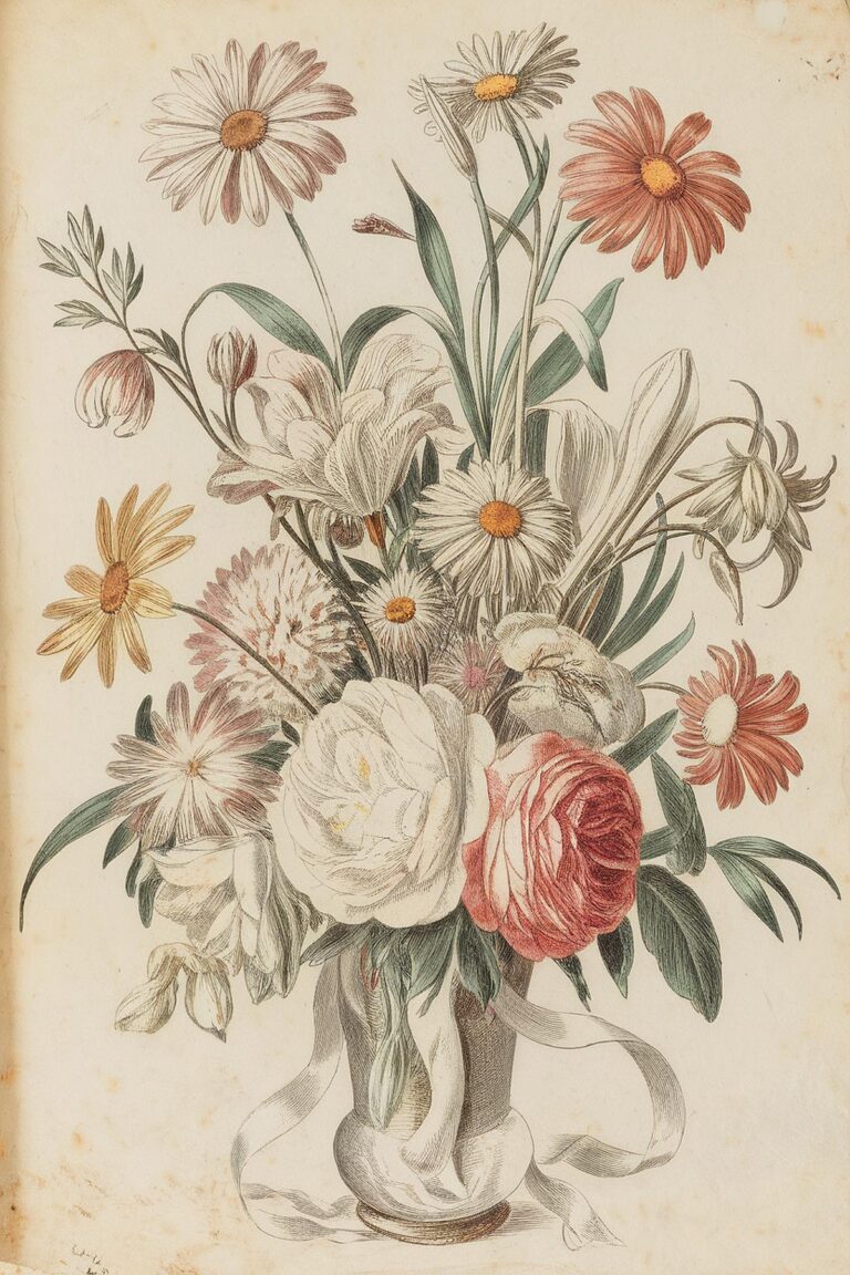 20+ FREE Vintage Flower Illustrations