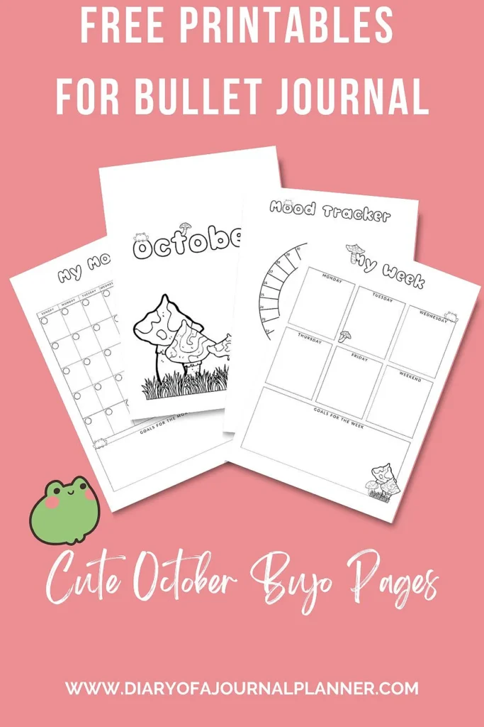 Free October Bullet Journal Printables You’ll Love (Cute Toadstool Bujo ...