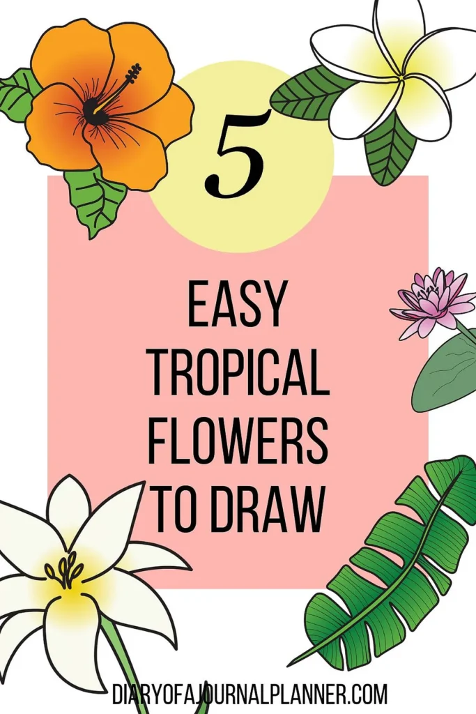 Tropical Flowers Drawing Inspiration for Your Sketchbook or Bullet Journal
