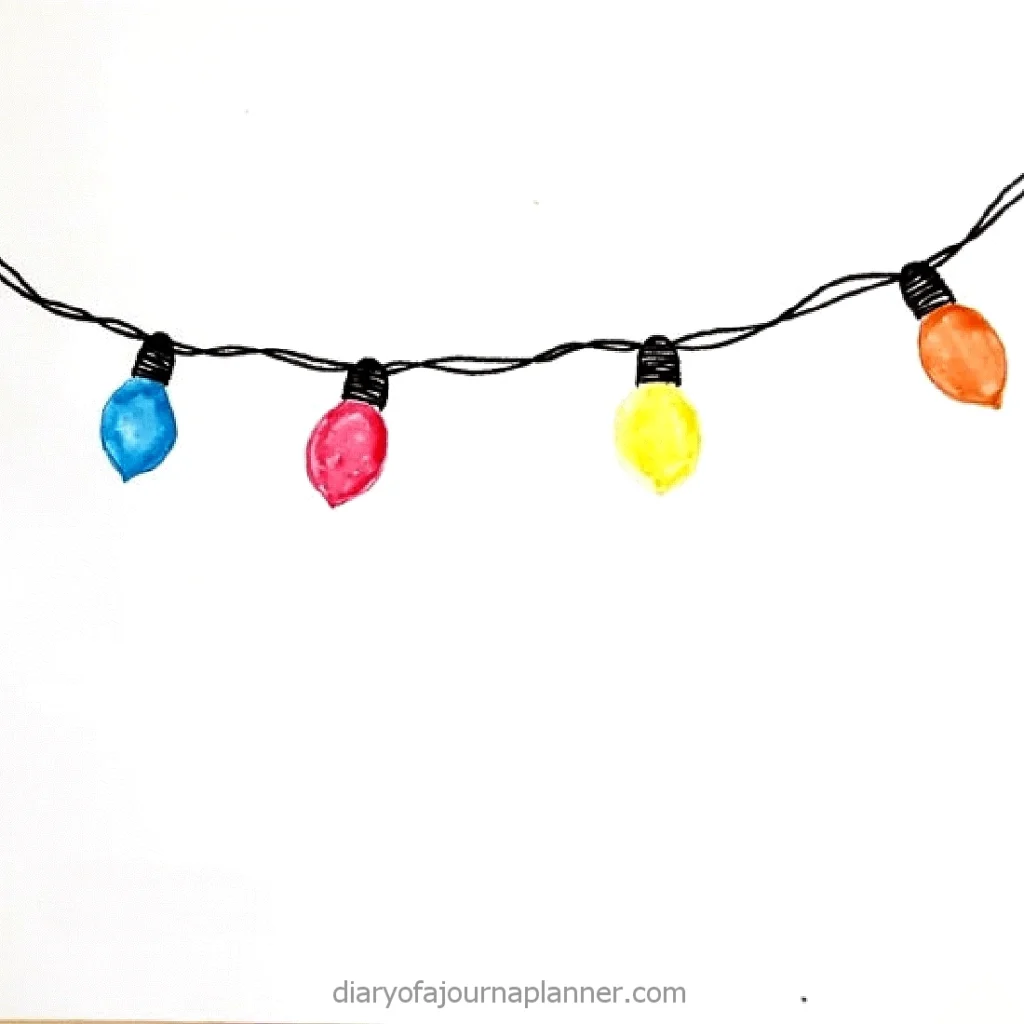 Twinkling Christmas Lights Drawing Ideas