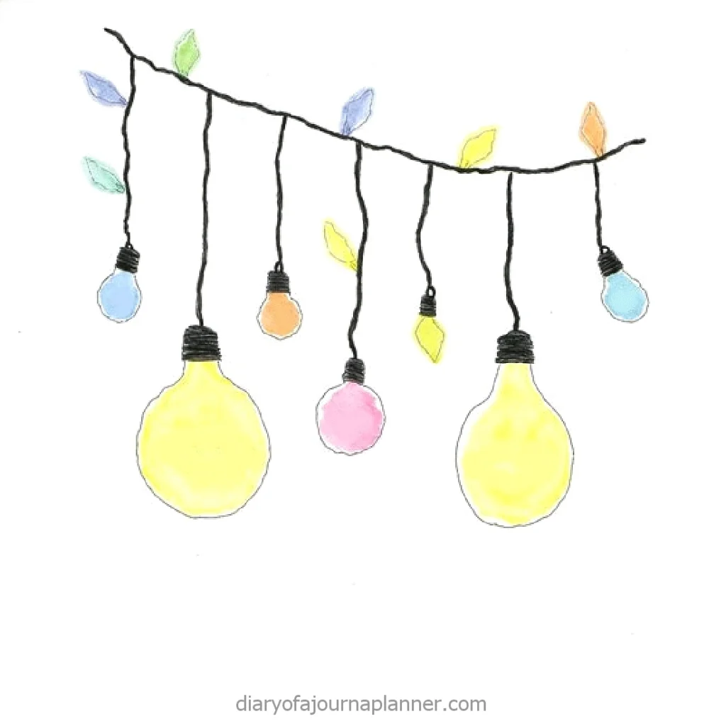 Twinkling Christmas Lights Drawing Ideas