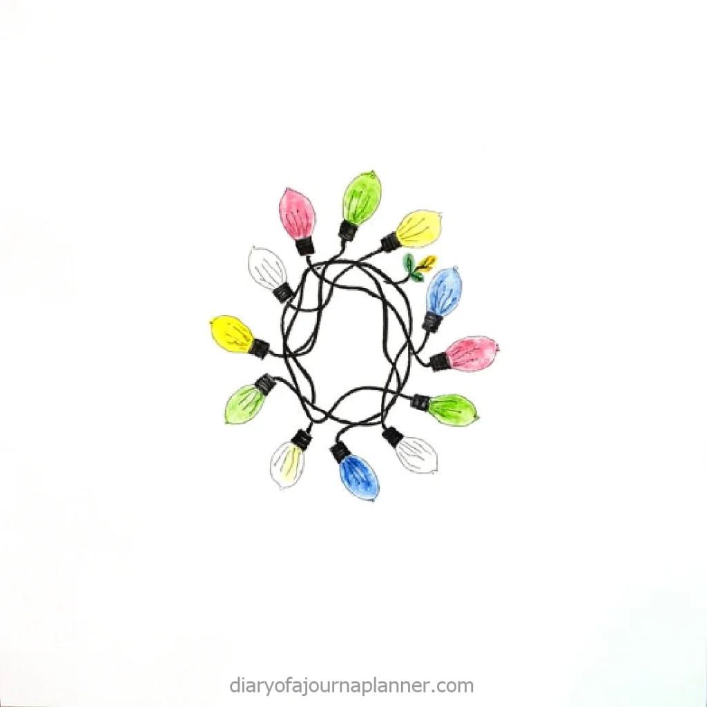 Twinkling Christmas Lights Drawing Ideas