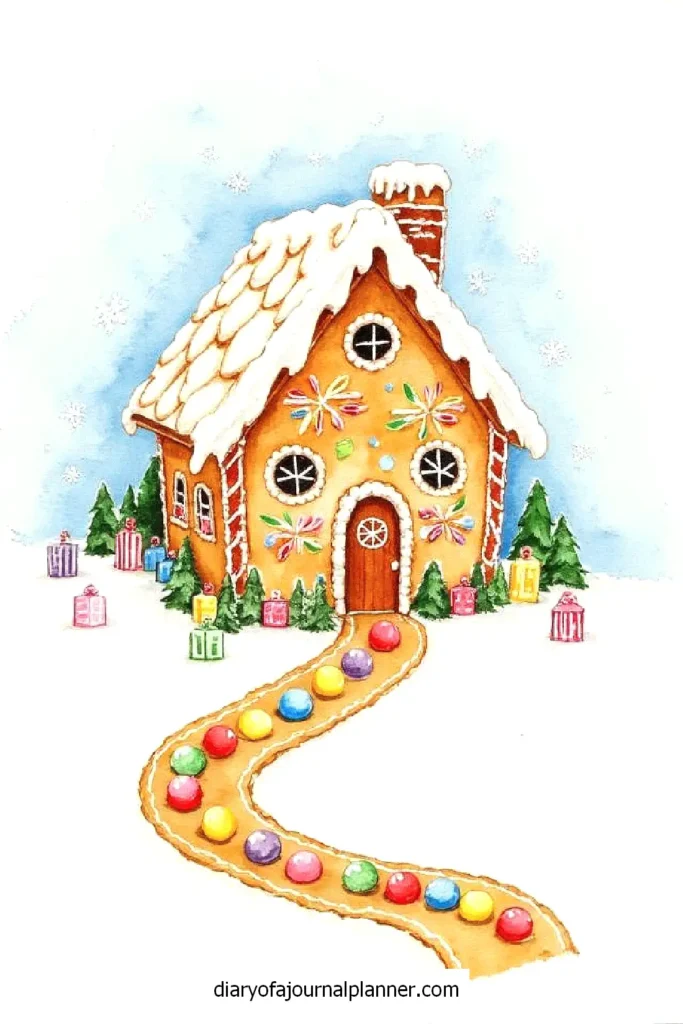Whimsical Watercolor Gingerbread Houses for Holiday Journals
