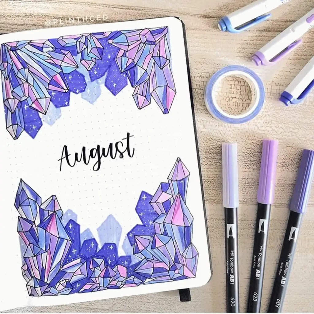 Crystals and Gemstone Bullet Journal Layouts With a Calm, Magical Feel