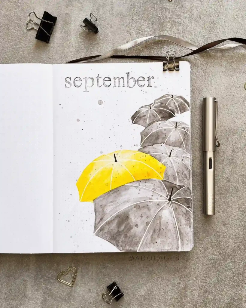 Umbrella-Themed Bullet Journal Layouts for Cozy, Rainy-Day Vibes